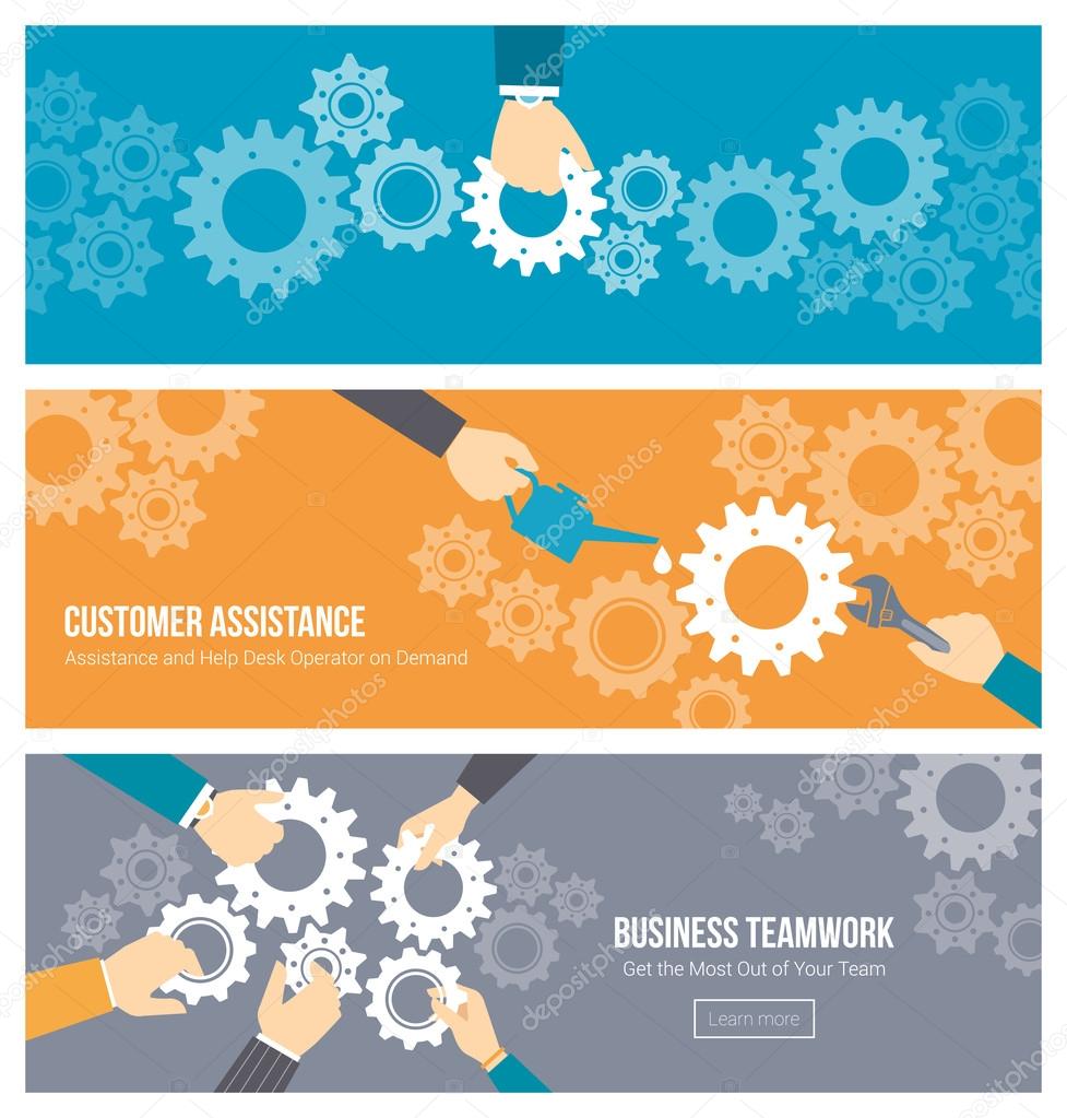 Teamwork and support banners set Stock Vector Image by ©elenabs #104388342