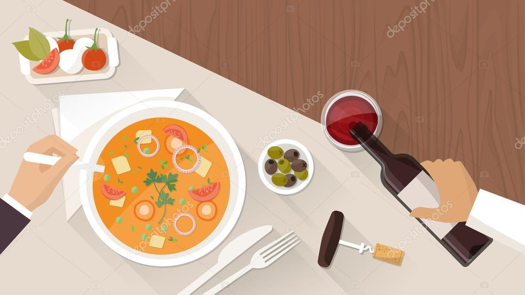 Fine dining at restaurant Stock Vector Image by ©elenabs #104389622