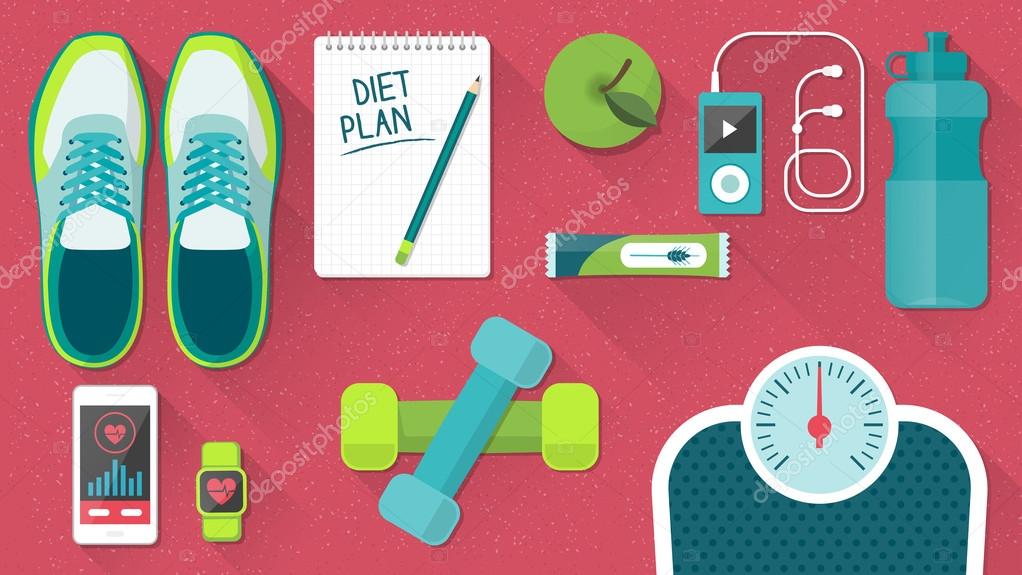 Sports and physical activity equipment — Stock Vector © elenabs #110819124