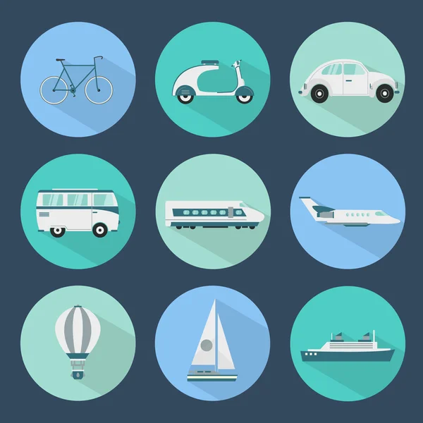 Digital Vector Red Green Blue Travel Transport Icons Set Drawn Stock ...