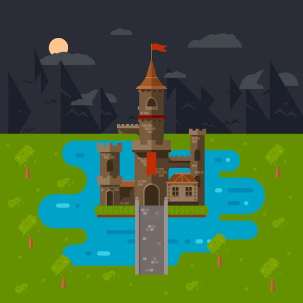 Castle with moat Vector Images | Depositphotos