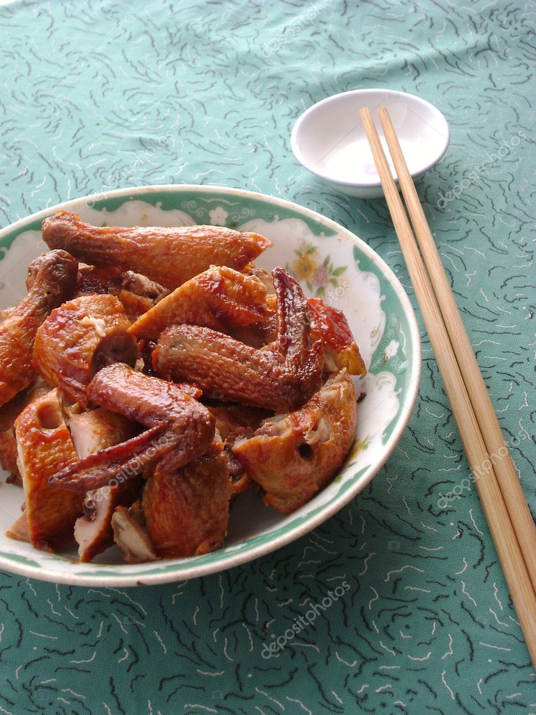 Roasted chicken with chopstick — Stock Photo © limpidsheep #101879438