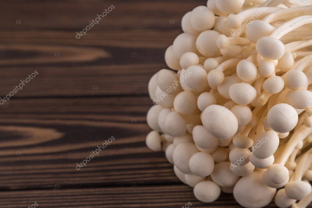 Hongos Enoki frescos con foco seleccionado.Enoki, tambi n conocido como ...