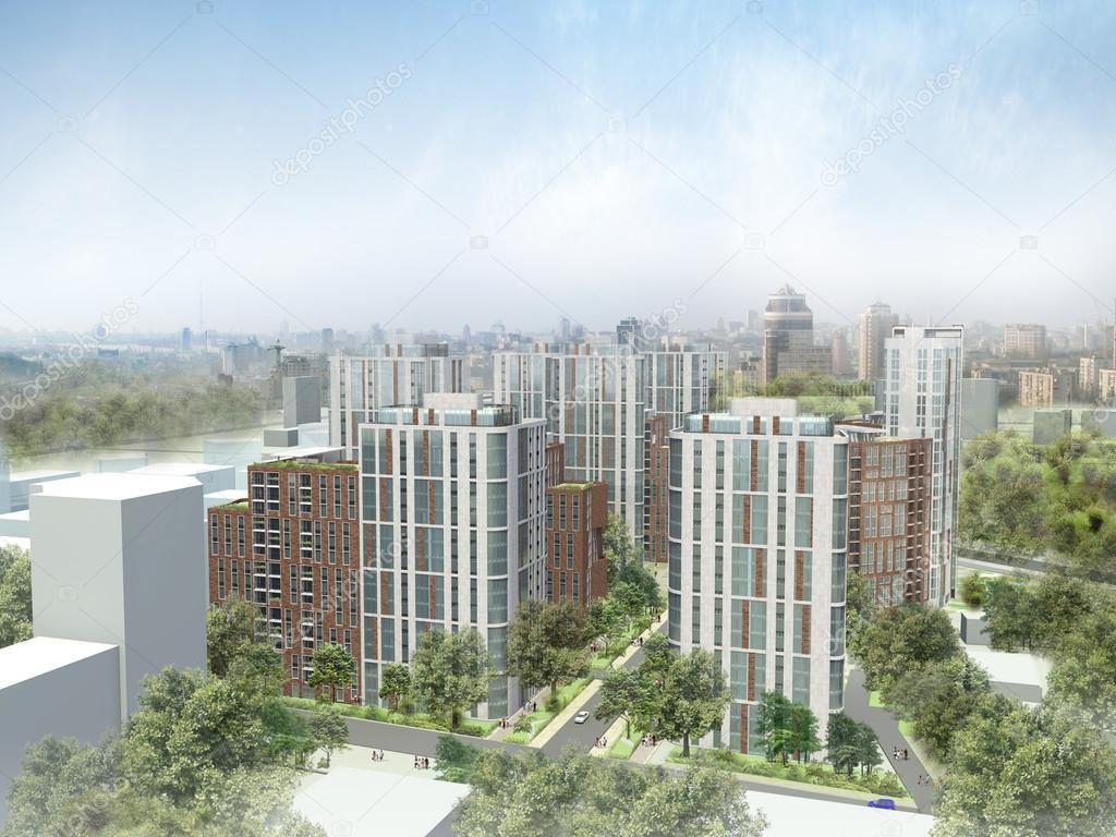 Architecture , residential complex, Brick facade Stock Photo by ©Andrey ...