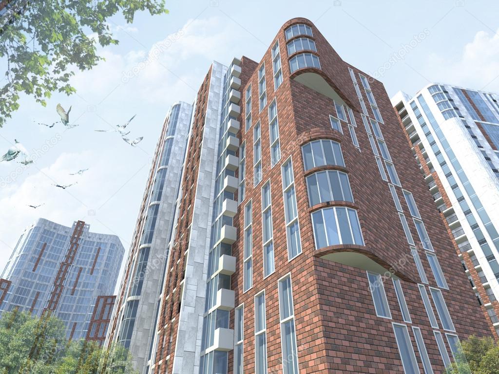 Architecture , residential complex, Brick facade Stock Photo by ©Andrey ...