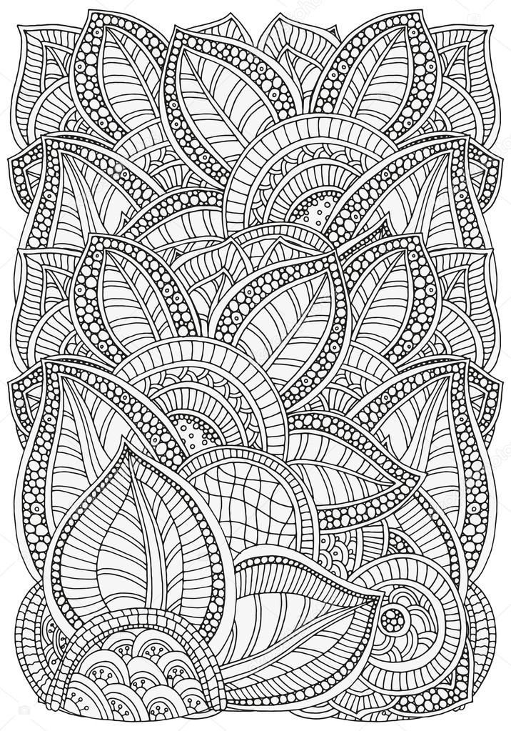 Pattern for coloring book. Ethnic, floral, retro, doodle, tribal design ...