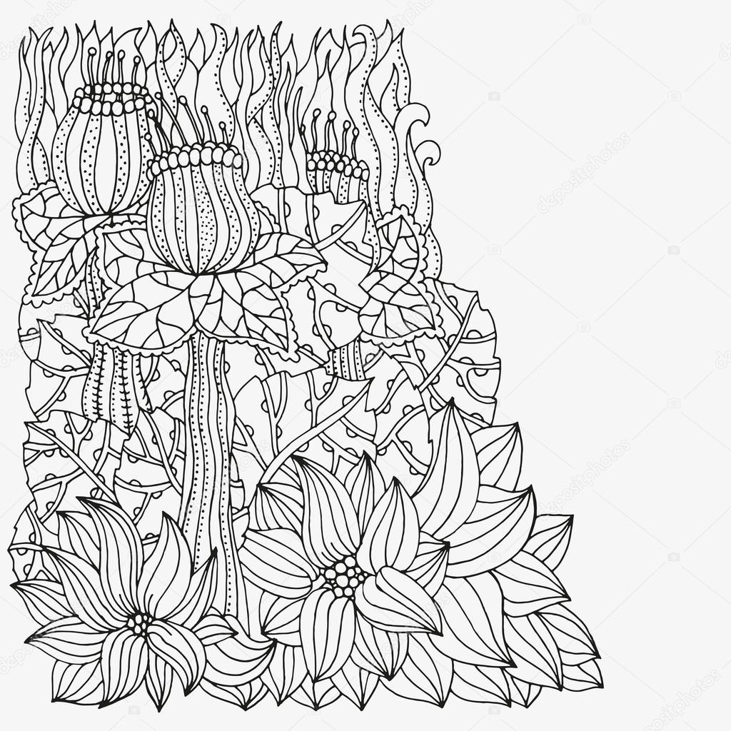 Pattern for coloring book. Ethnic, floral, retro, doodle, tribal design ...