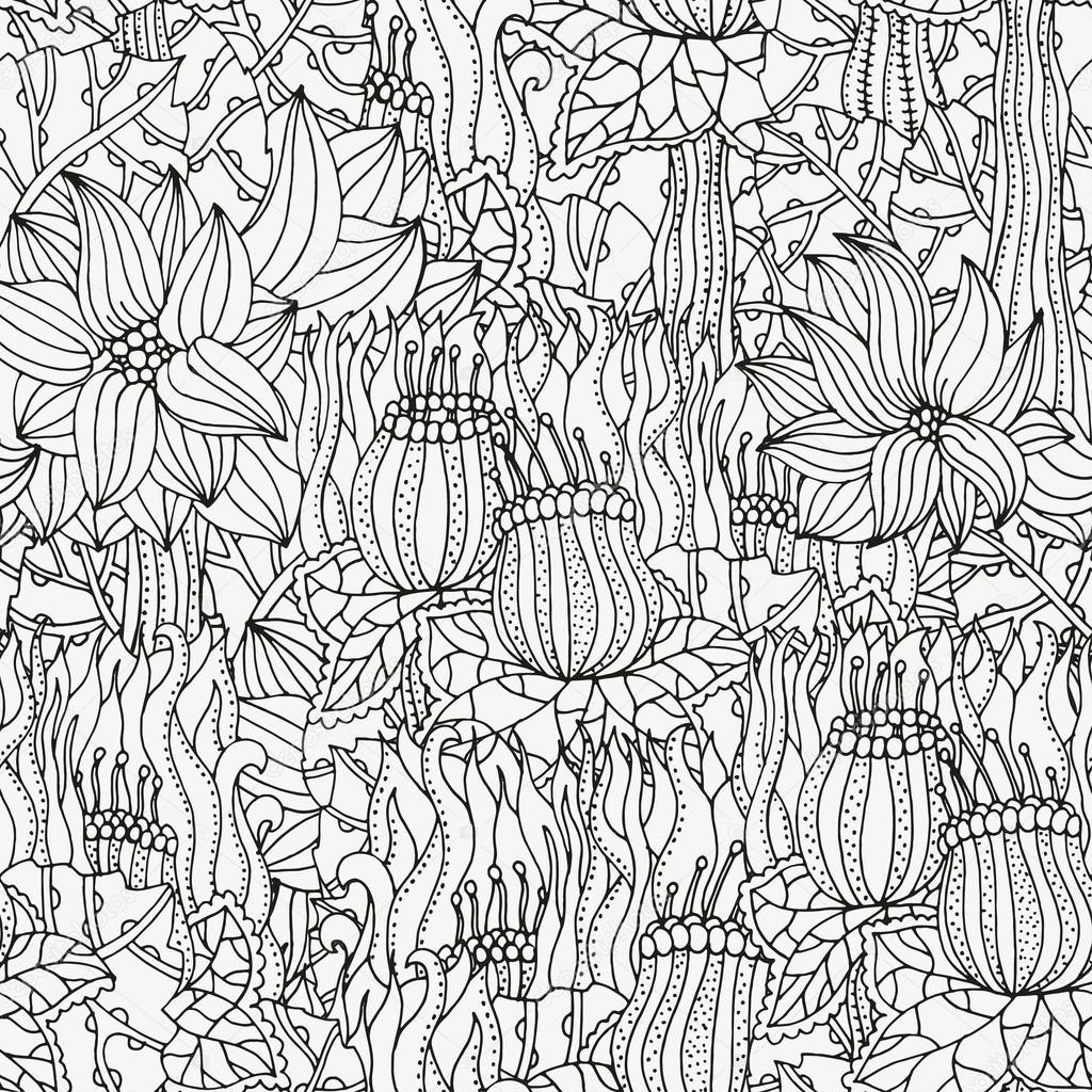 Pattern for coloring book. Ethnic, floral, retro, doodle, tribal design ...