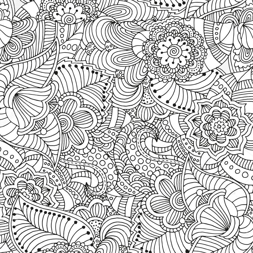 Pattern for coloring book. Ethnic, floral, retro, doodle, tribal design ...