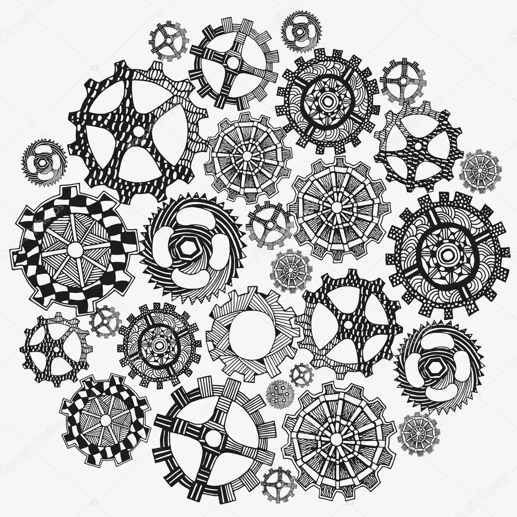 Seamless pattern artistically gears. Hand-drawn Stock Vector Image by ...