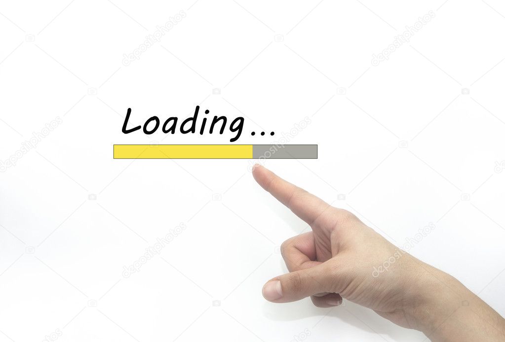 Loading Progress bar design with hand Stock Photo by ©fatir29 102263886