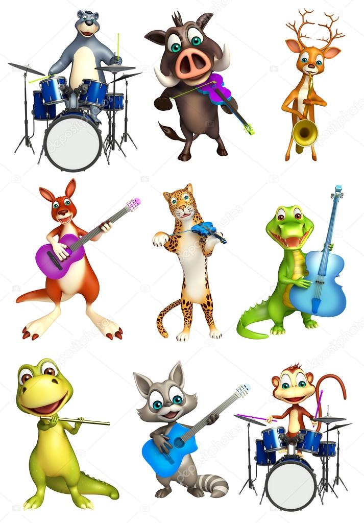 Wild animal with musical instrument Stock Illustration by ...