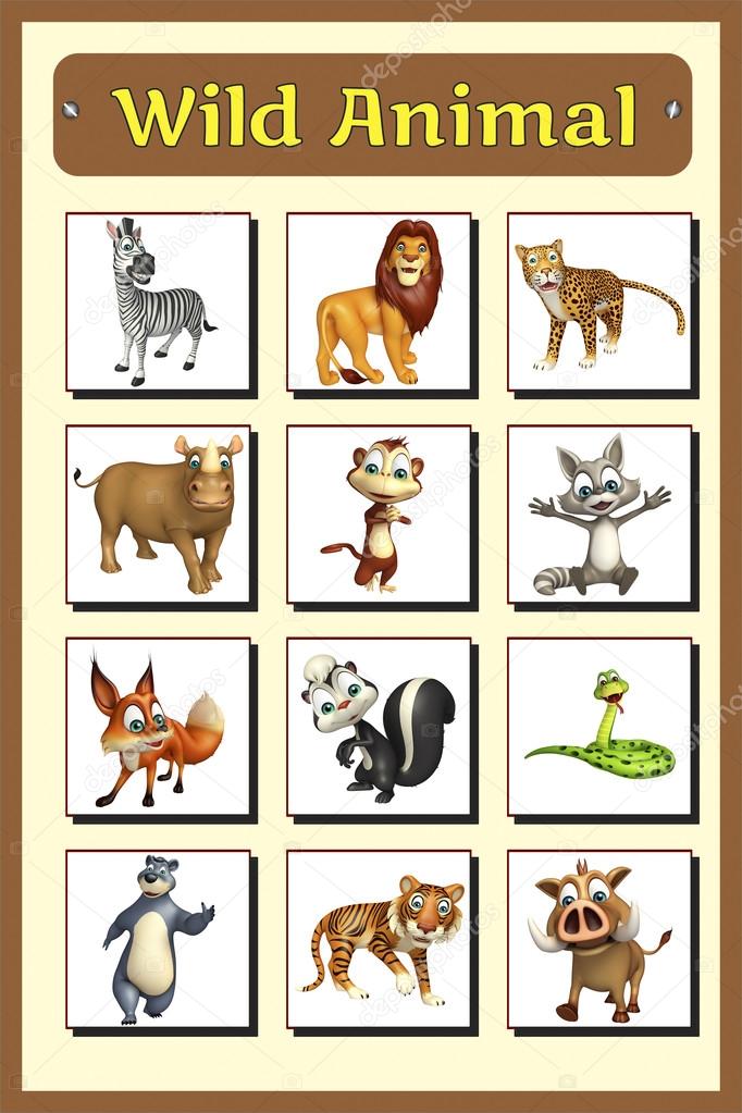 Chart Of A To Z Wild Animals Stock Vector Image