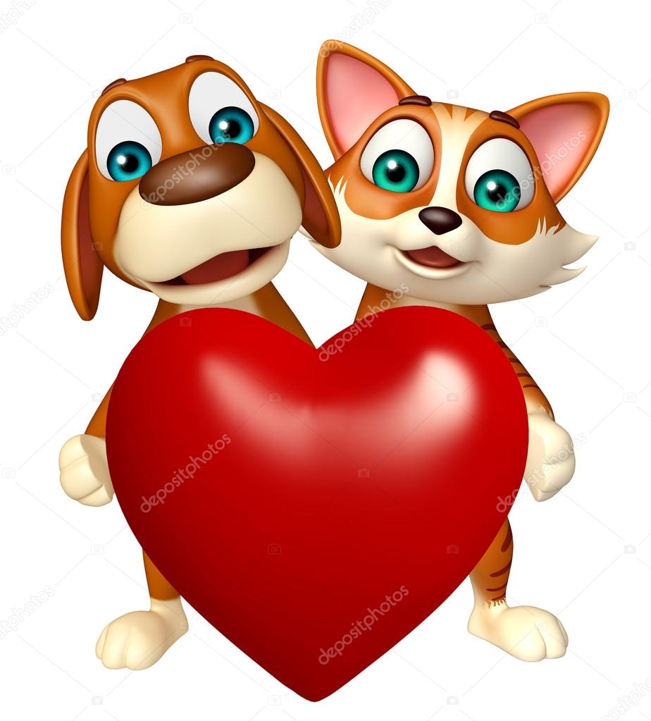 Dog and Cat Collection with Heart Stock Illustration by ...