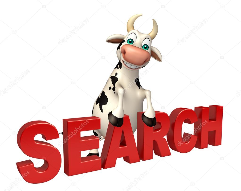 Cow cartoon character with search sign Stock Illustration by ...