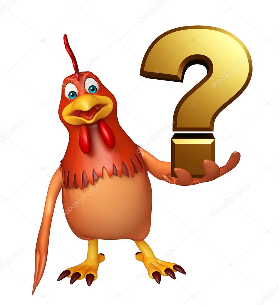 Hen cartoon character with question mark sign — Stock Photo ...