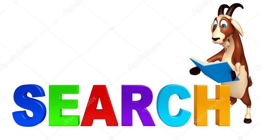 Cute Goat cartoon character with search sign Stock Illustration by ...