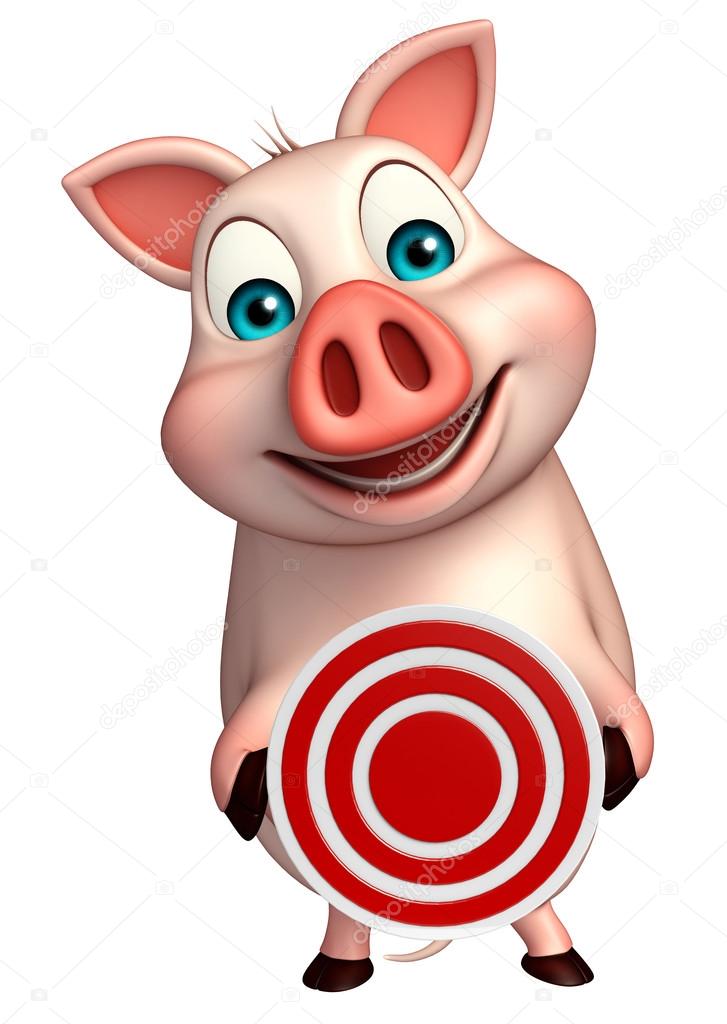 Fun Pig cartoon character with target Stock Illustration by ...