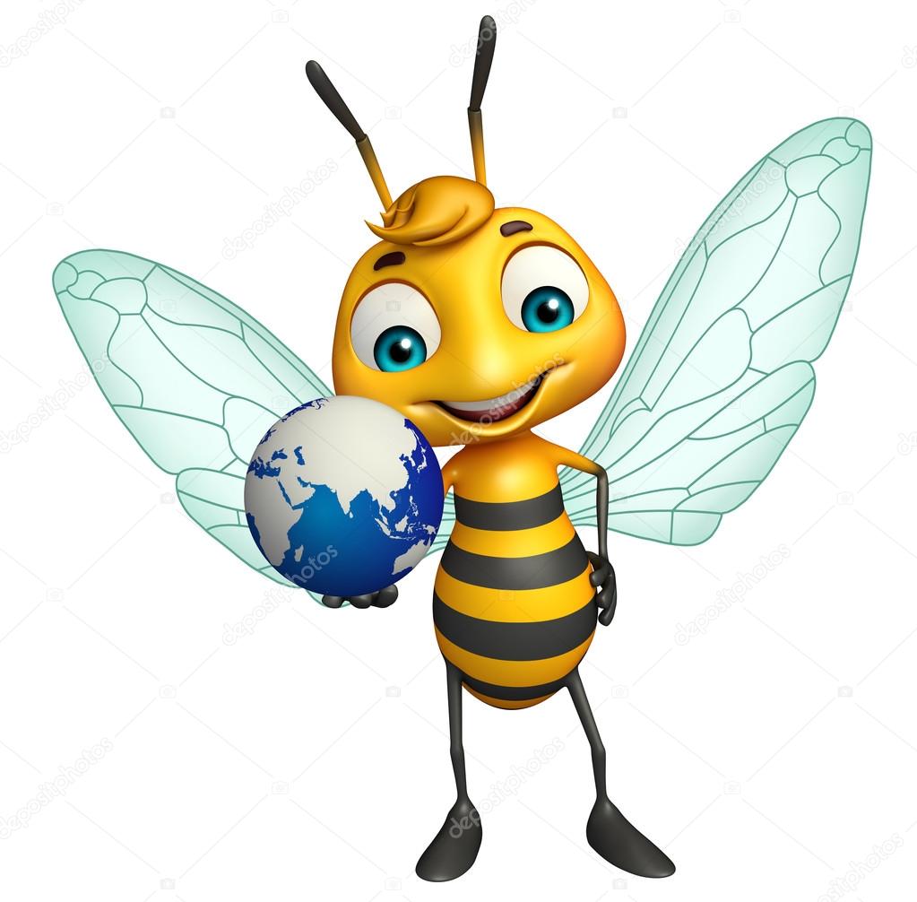 Bee cartoon character with earth Stock Illustration by ...