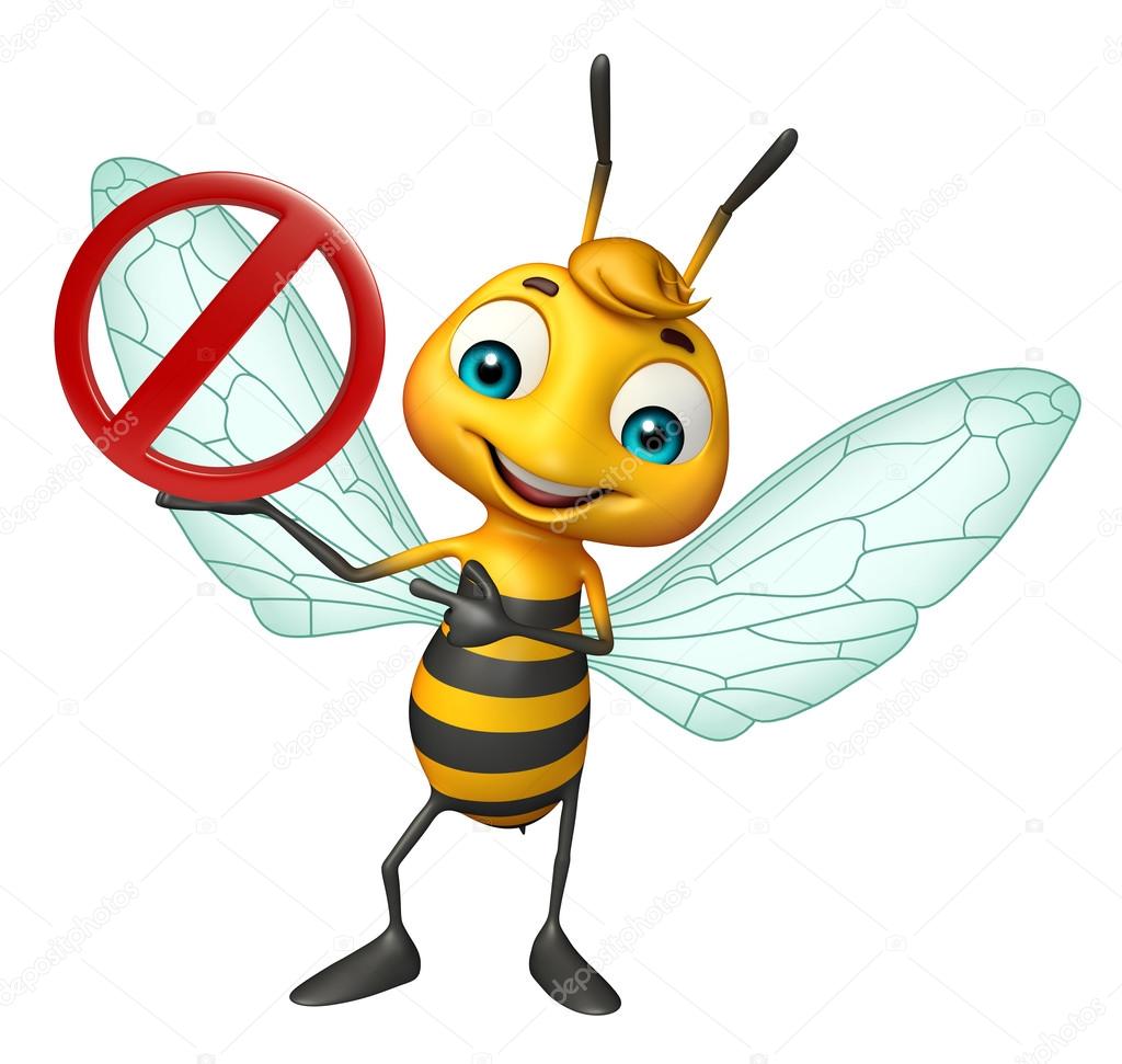 Fun Bee cartoon character with stop sign Stock Illustration by ...