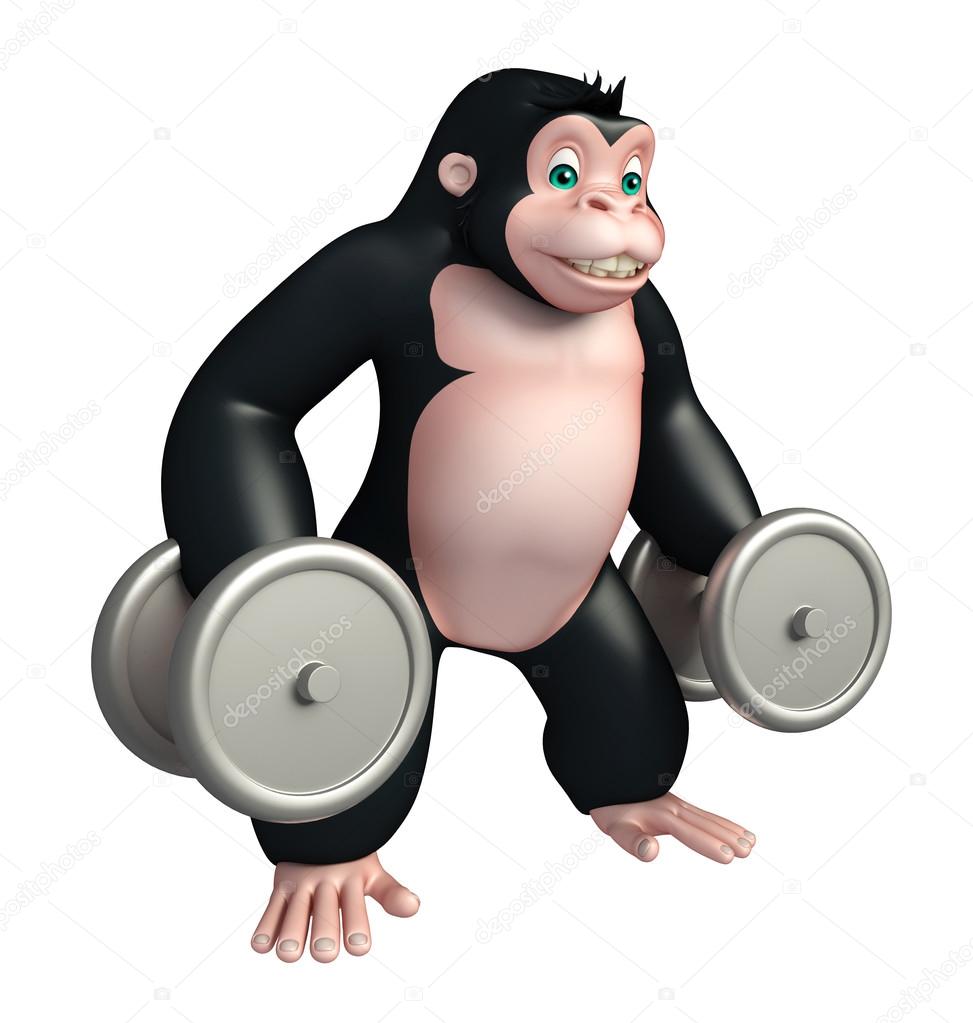 Cute Gorilla cartoon character with Gim equipment Stock Illustration by ...