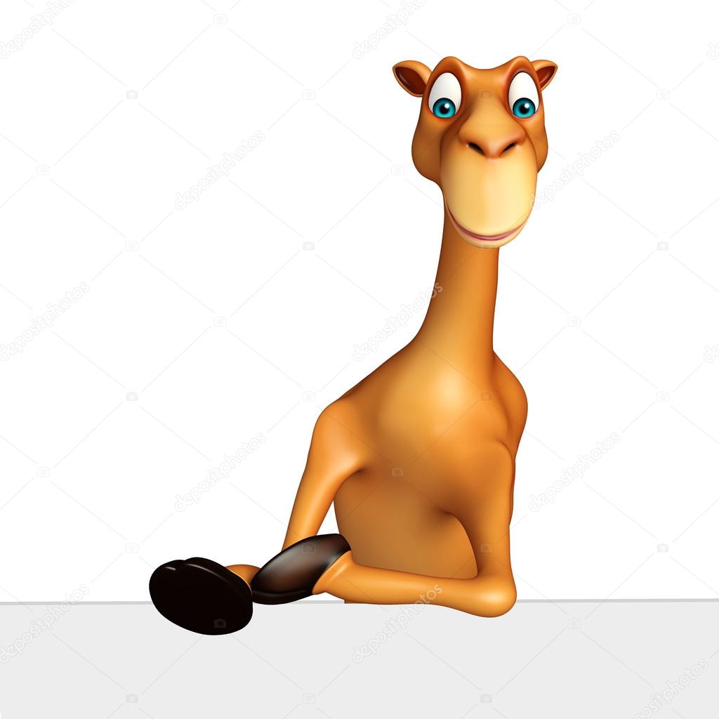 Cute Camel cartoon character with white board — Stock Photo ...