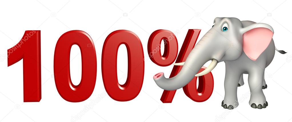 Elephant cartoon character with 100% sign Stock Photo by ...