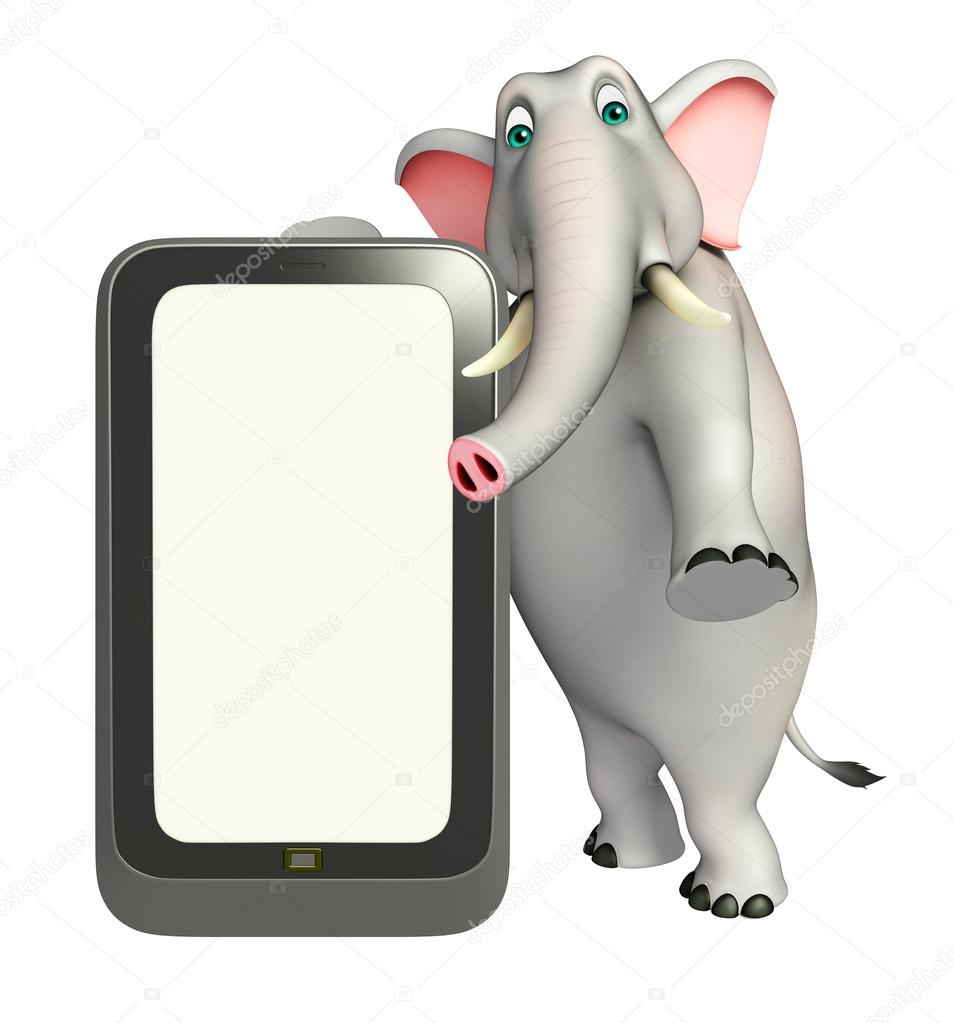 Cute Elephant cartoon character with mobile — Stock Photo ...