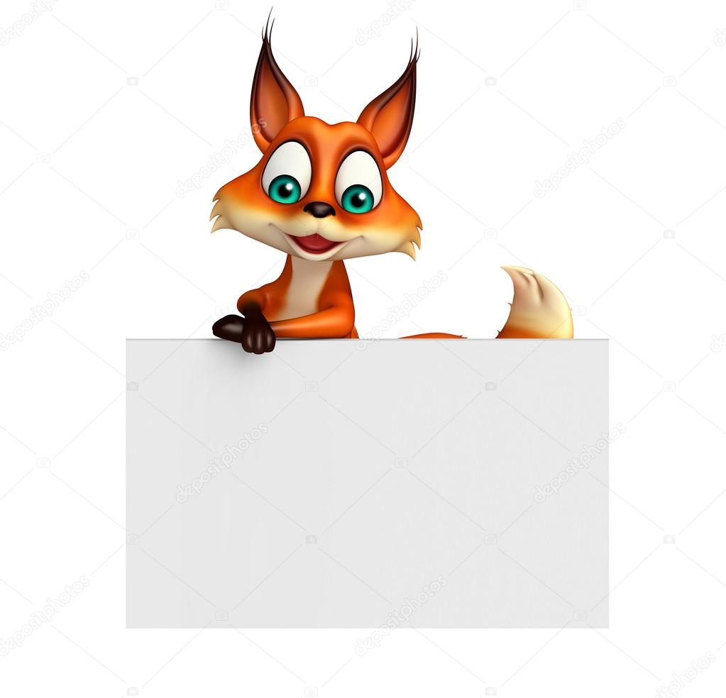 Cute Fox cartoon character with white board Stock Illustration by ...