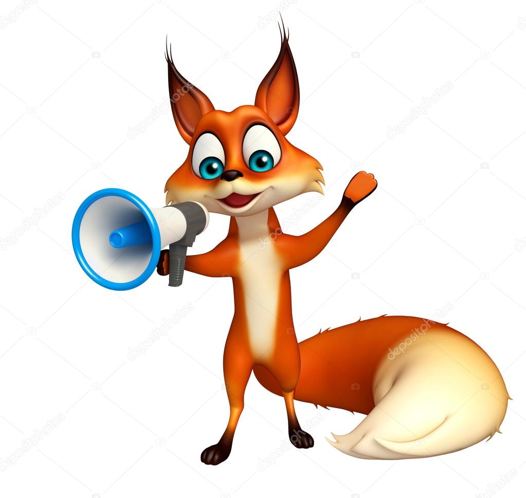 Fun Fox cartoon character with loudspeaker Stock Illustration by ...