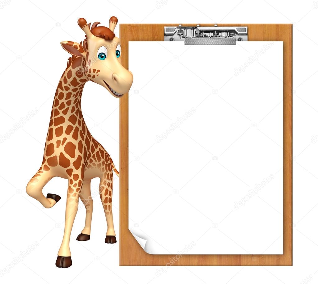 Cute Giraffe cartoon character with exam pad Stock Illustration by ...