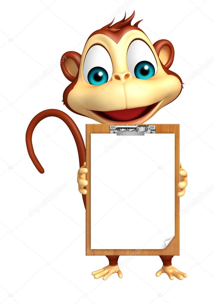Monkey cartoon character with exam pad Stock Illustration by ...