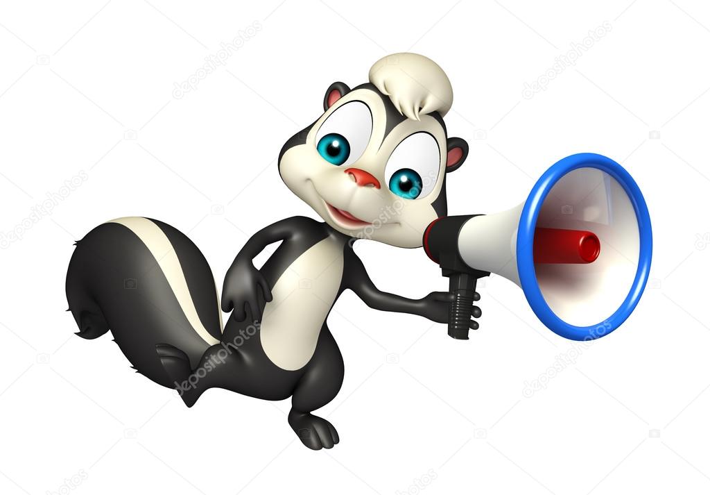 Fun Skunk cartoon character with loud speaker Stock Illustration by ...