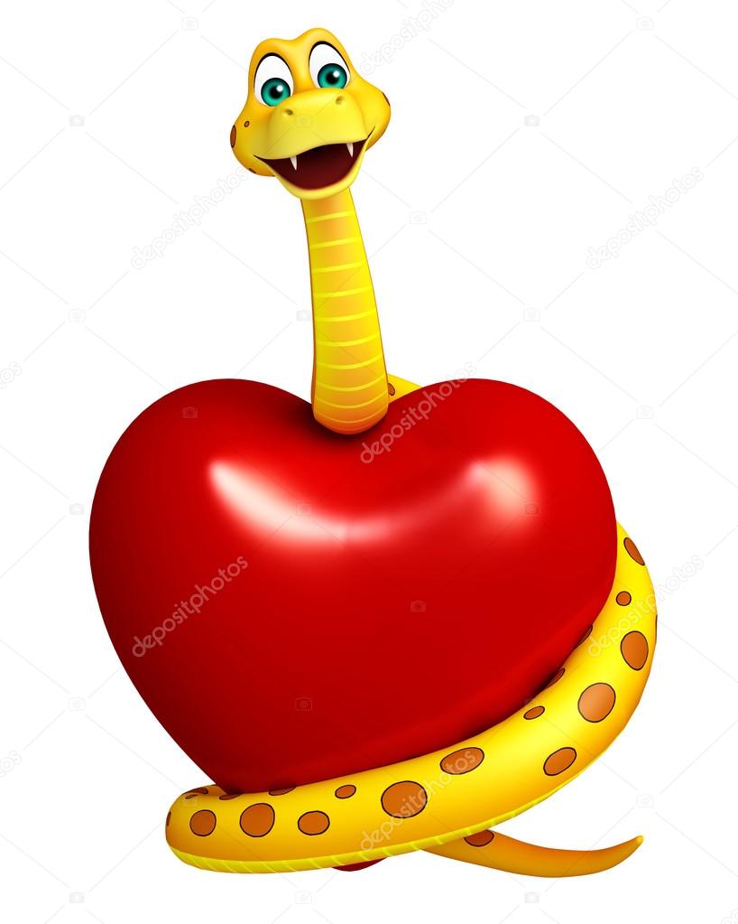 Fun Snake cartoon character with heart Stock Illustration by ...