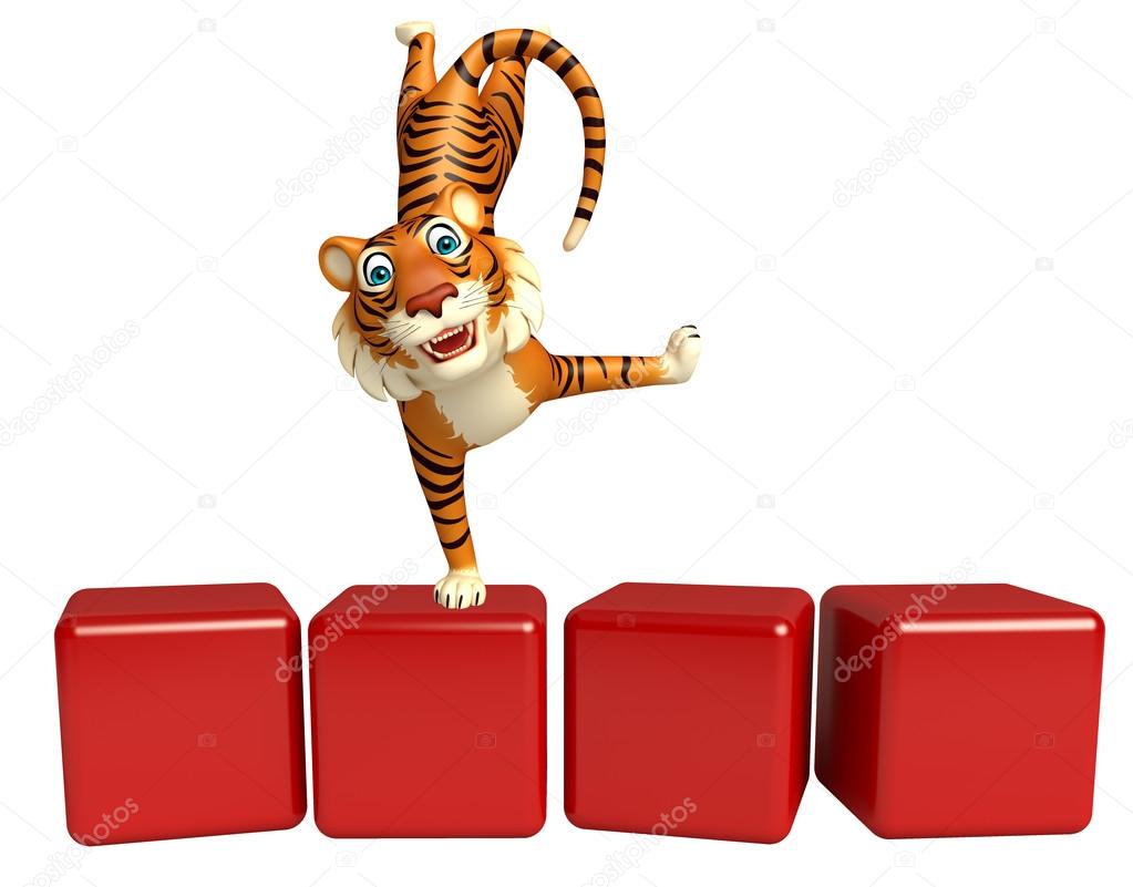 CuteTiger cartoon character with level sign Stock Illustration by ...