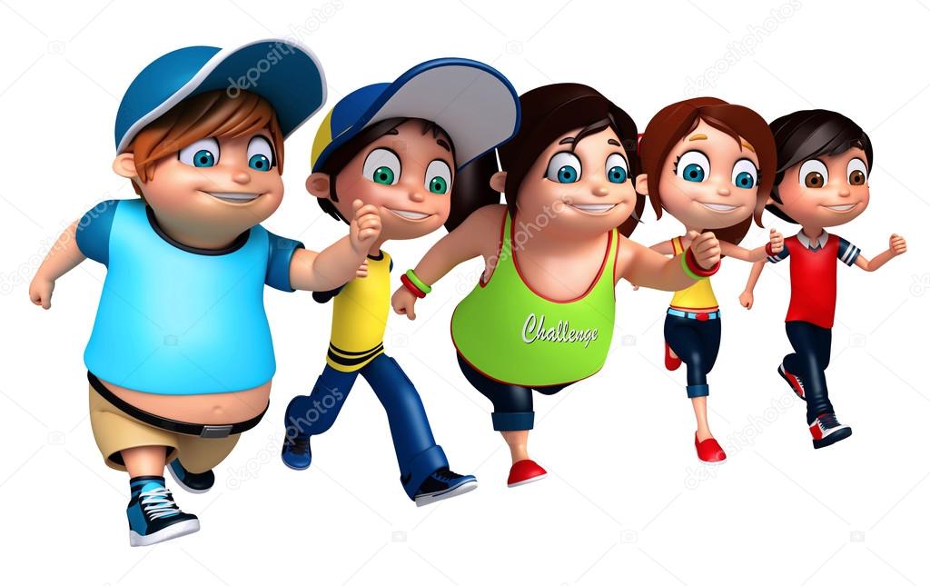 Kid girl and kid boy with Running pose Stock Illustration by ...