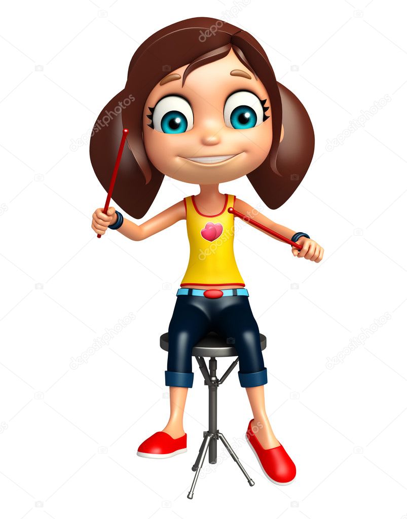 Kid girl with Sticks Stock Illustration by ©visible3dscience #123767868