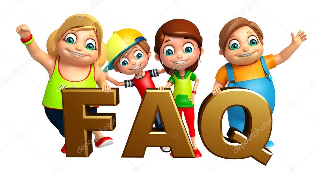 Kid girl and kid boy with FAQ sign Stock Illustration by ...