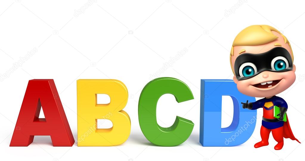 Cute superbaby with ABCD sign Stock Illustration by ©visible3dscience ...