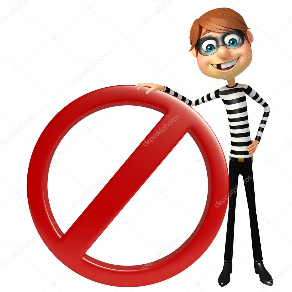 Thief with Stop sign Stock Photo by ©visible3dscience 123780354