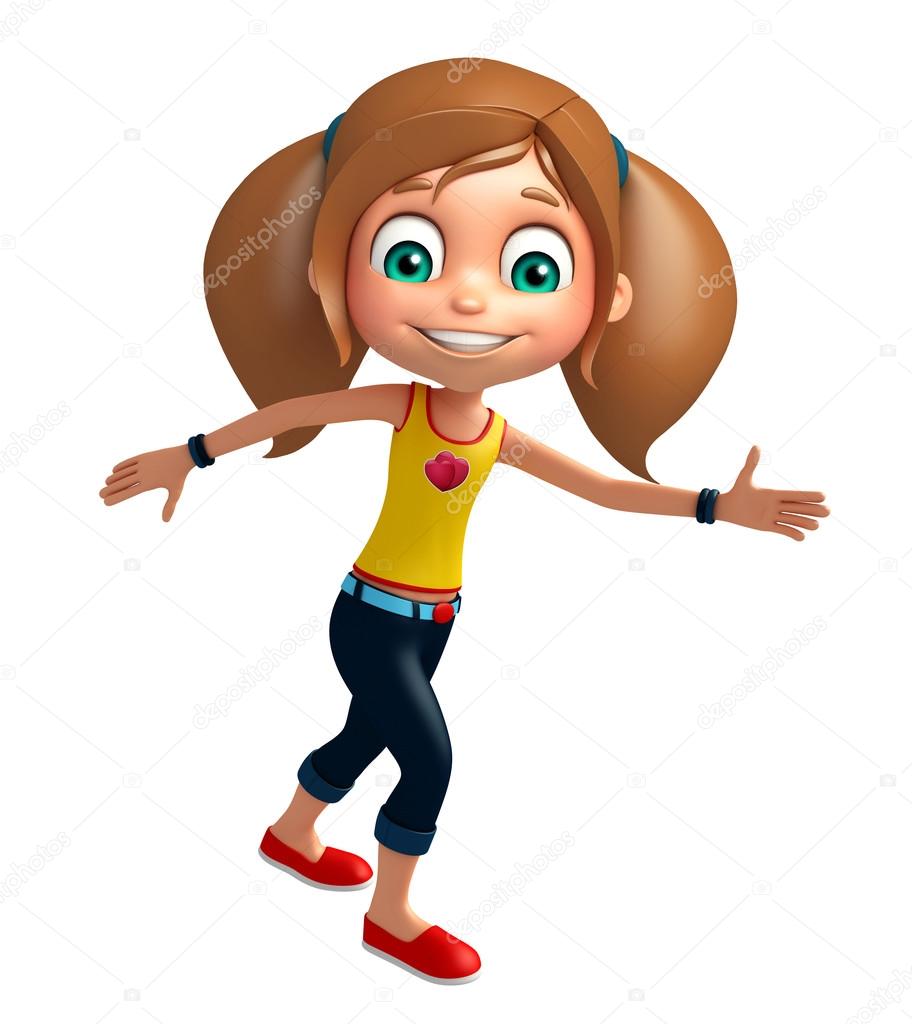 Kid girl with Running pose Stock Illustration by ©visible3dscience ...