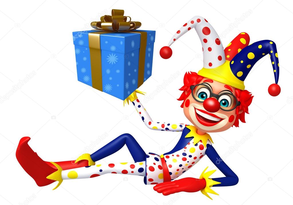 Clown with Gift box Stock Photo by ©visible3dscience 123801080