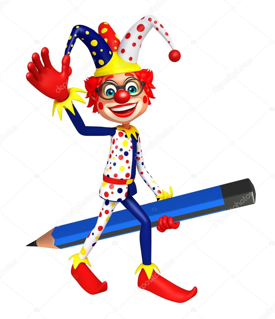 Clown with Pencil Stock Illustration by ©visible3dscience #123808674