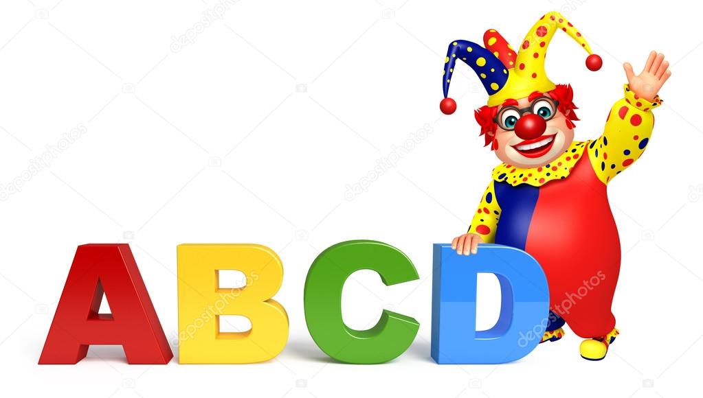 Clown with ABCD sign Stock Illustration by ©visible3dscience #123814136