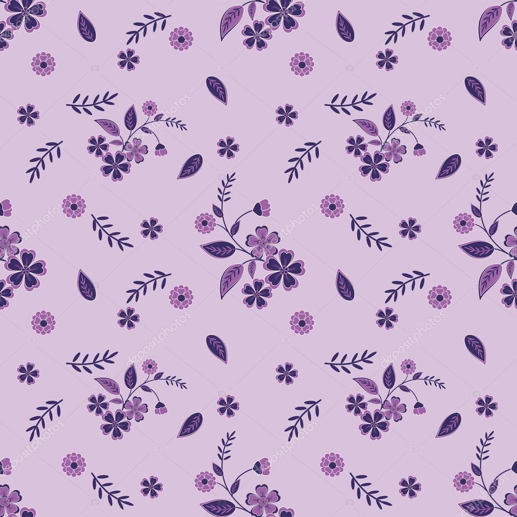 Floral Seamless Pattern Cute Cartoon Flowers Lilac Background — Stock