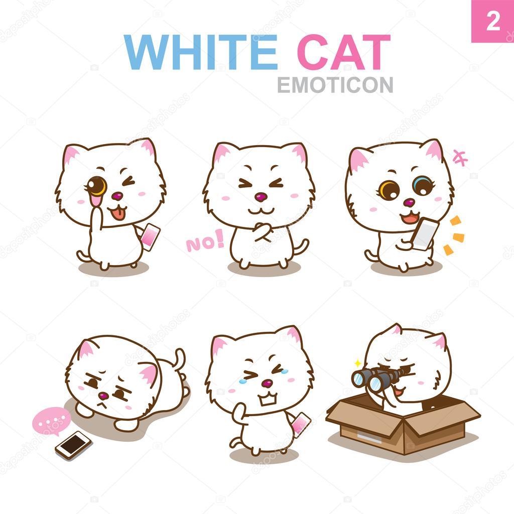 Cute Emoticon Design - Cat Set Stock Vector by ©DevIsStudio 102635772