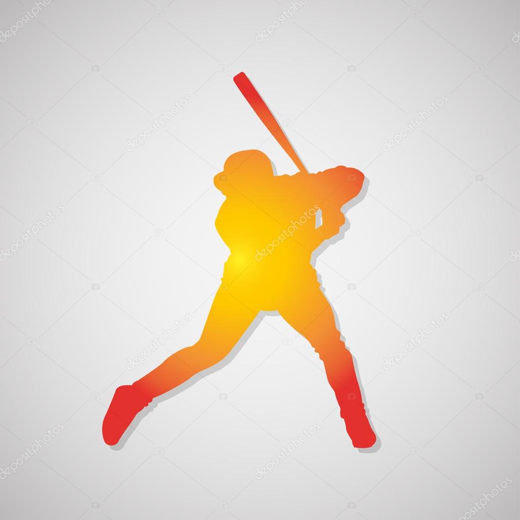 Baseball player silhouette icon with shadow Stock Vector Image by ...