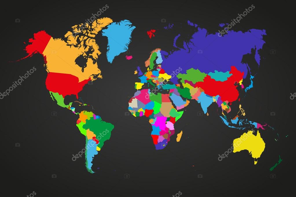 Colored World Map Political Map Stock Vector Images
