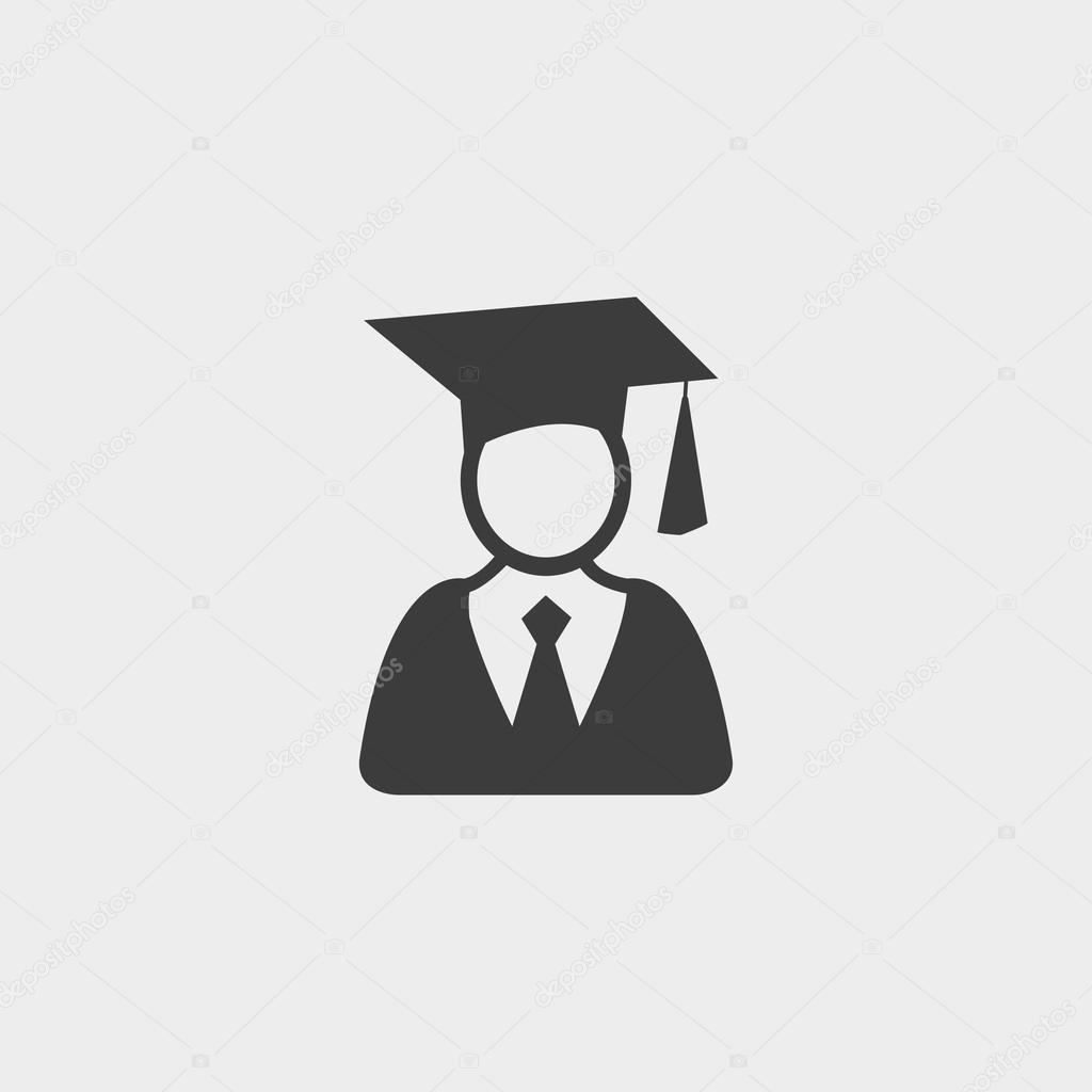 Graduation student icon in a flat design in black color. Vector ...