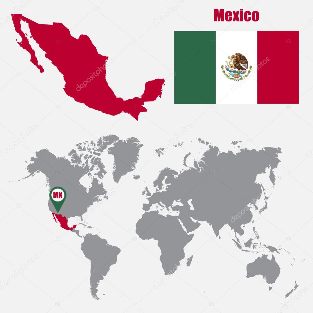 Mexico map on a world map with flag and map pointer. Vector ... Mexico map on a world map with flag and map pointer. Vector ...